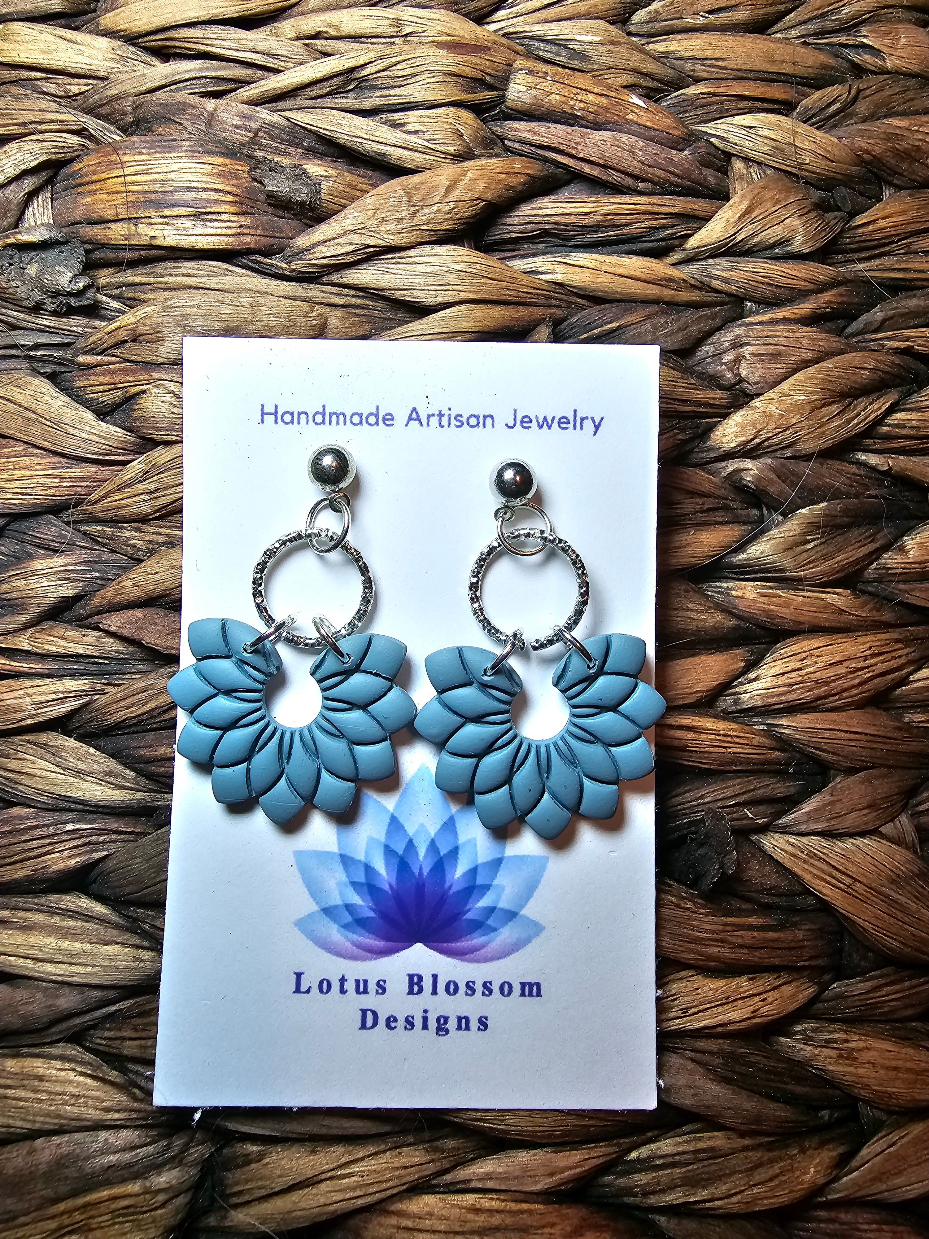 Scalloped Lotus Flower Fan Dangle Polymer Clay Earring – Lotus Blossom ...